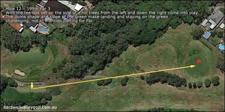Hole 12, 199 metres. Par 3 - Bardwell Valley Golf Club
