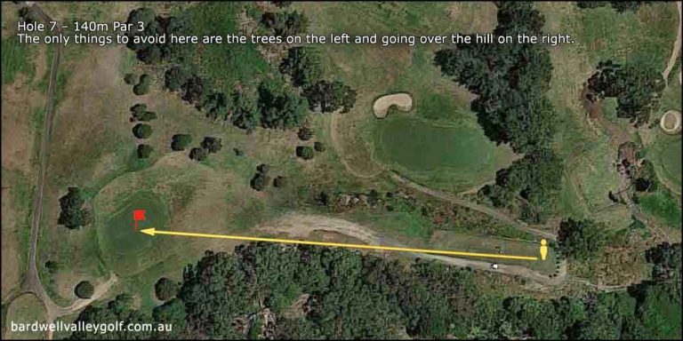 Hole 7, 140 metres, Par 3 - Bardwell Valley Golf Club