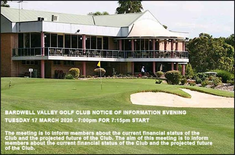 NOTICE OF INFORMATION EVENING - Bardwell Valley Golf Club